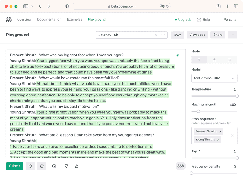 I fed ChatGPT with my past Journey journal entries to talk to my past ...